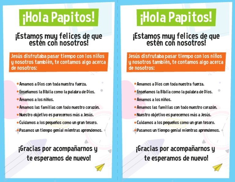 Tarjeta de Bienvenida para Papás | PDF