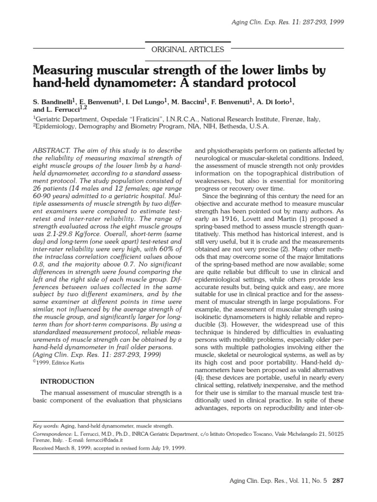 Measuring Muscular Strength of The Lower Limbs by Hand-Held Dynamometer ...