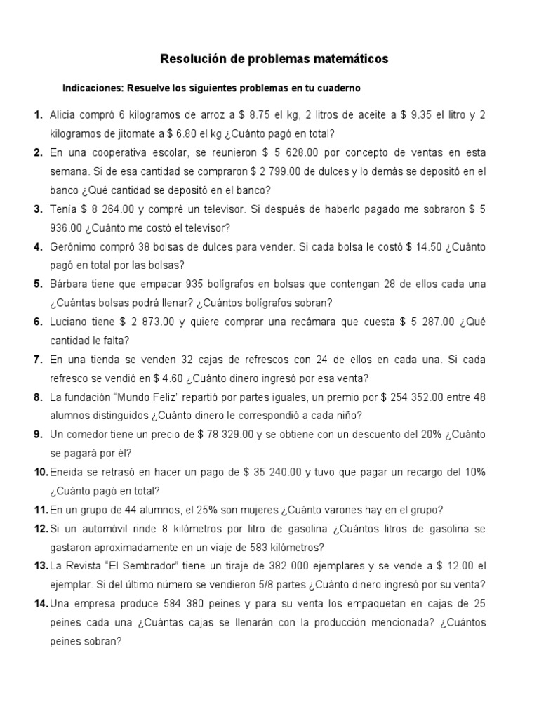 Resolución de problemas matemáticos-1 | PDF