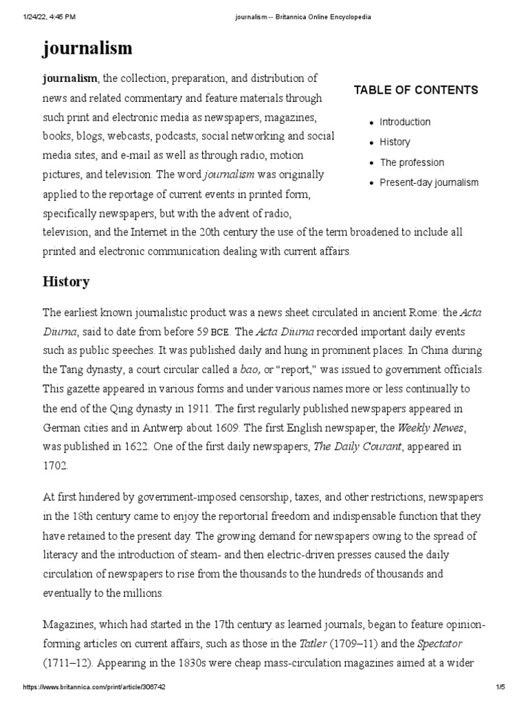Journalism: History | PDF | Journalism | Newspapers