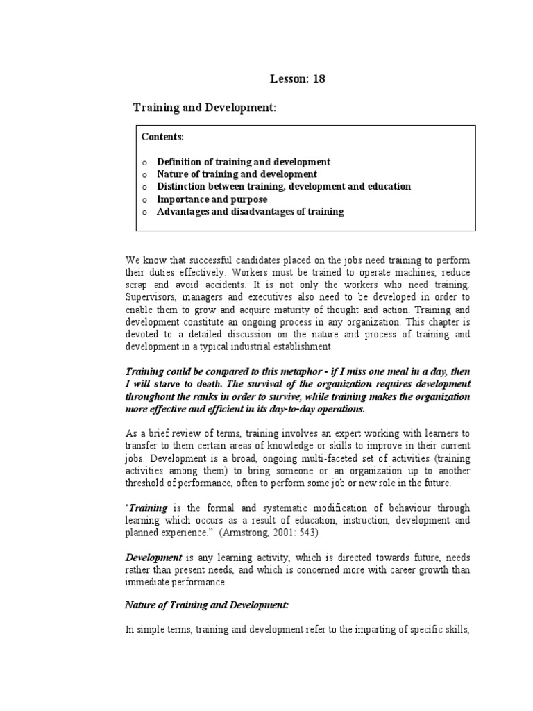Definition of Training Development | PDF | Organization Development ...