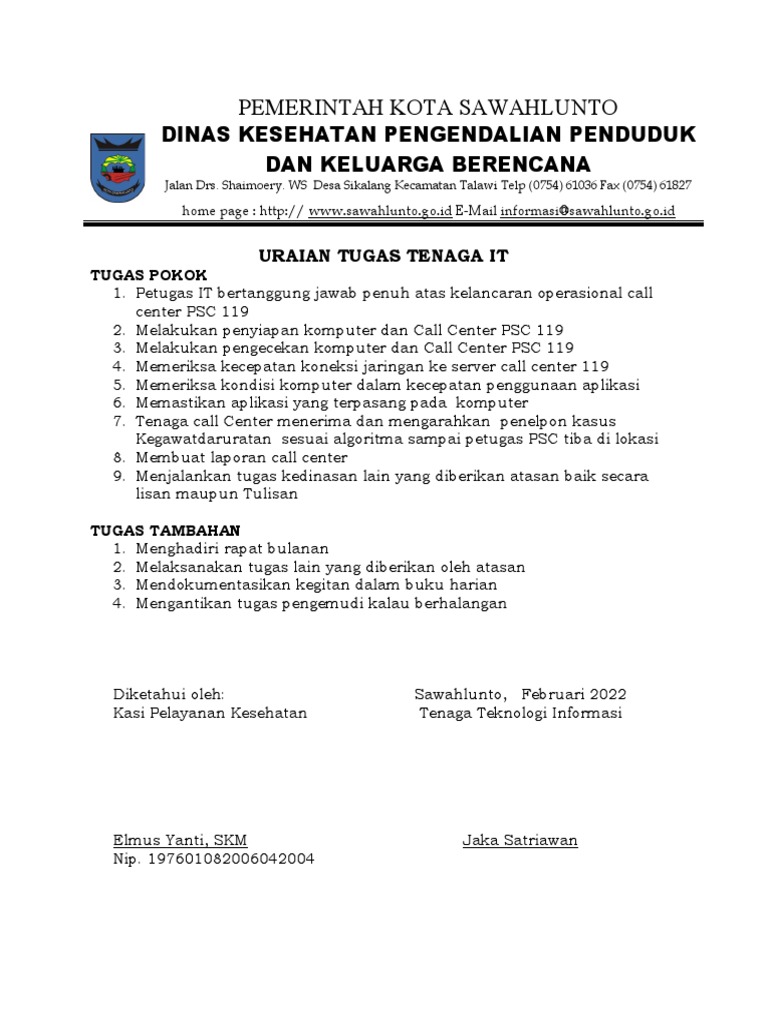 Tugas IT dan Jaga Malam PSC 119 | PDF