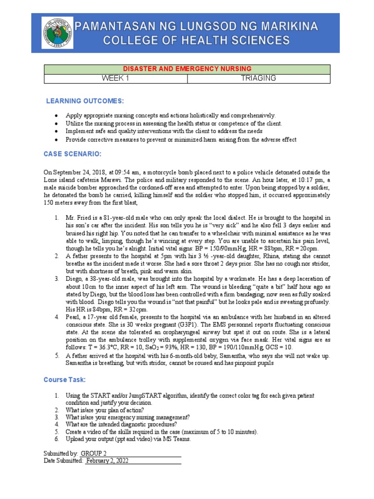 Week1 Triage Group 1 | PDF | Wound | Breathing