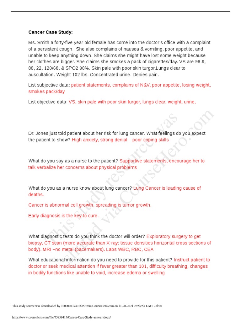 Lung Ca Case Study | Download Free PDF | Lung Cancer | Cancer