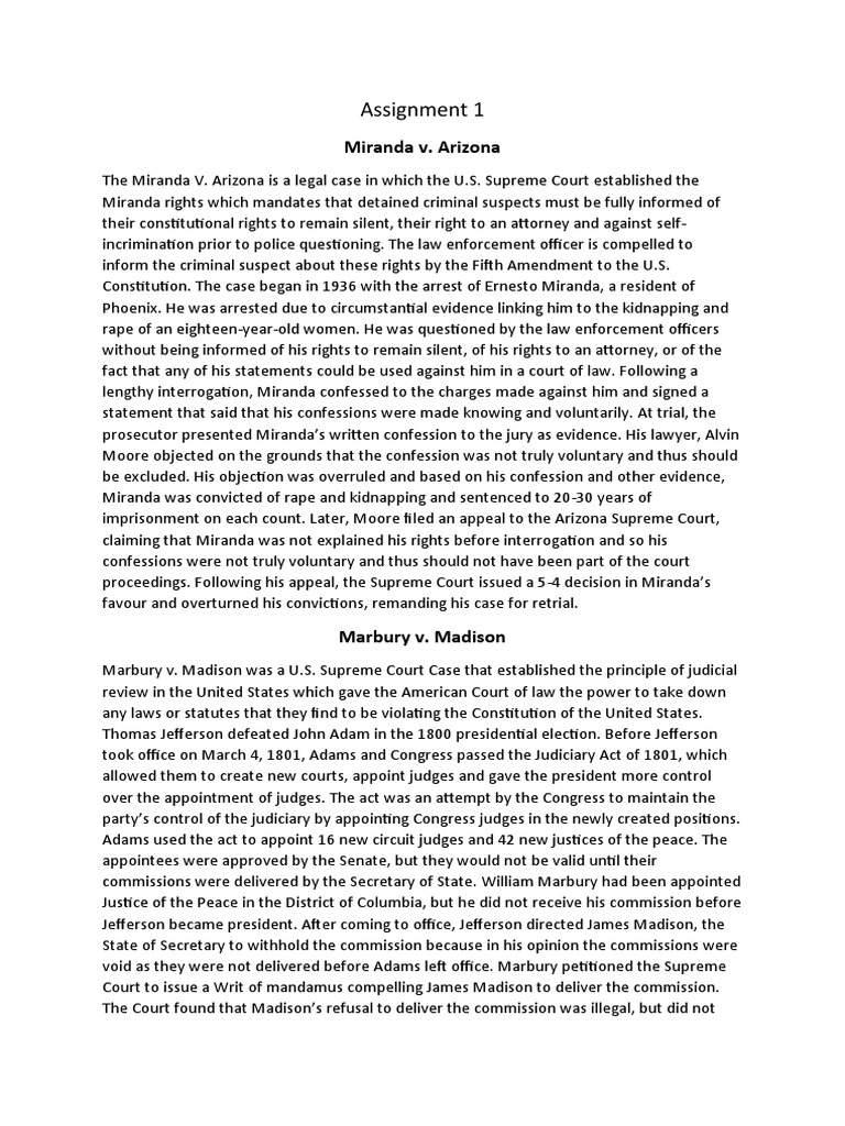 Miranda V Arizona Pdf Miranda V Arizona Miranda Warning