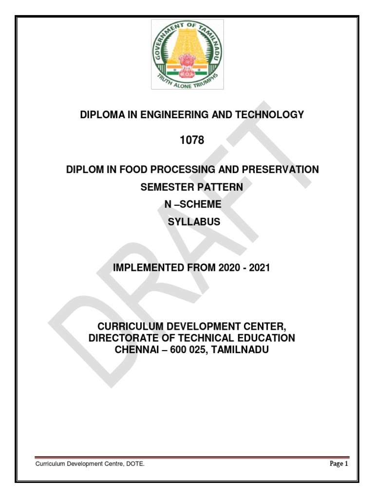 Diploma in Engineering and Technology: Curriculum Development Centre ...