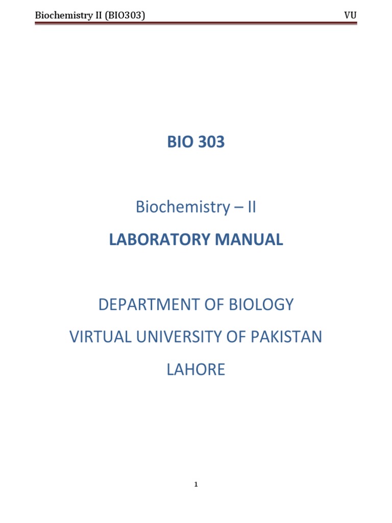 BIO 303-Manual | PDF | Concentration | Physical Sciences