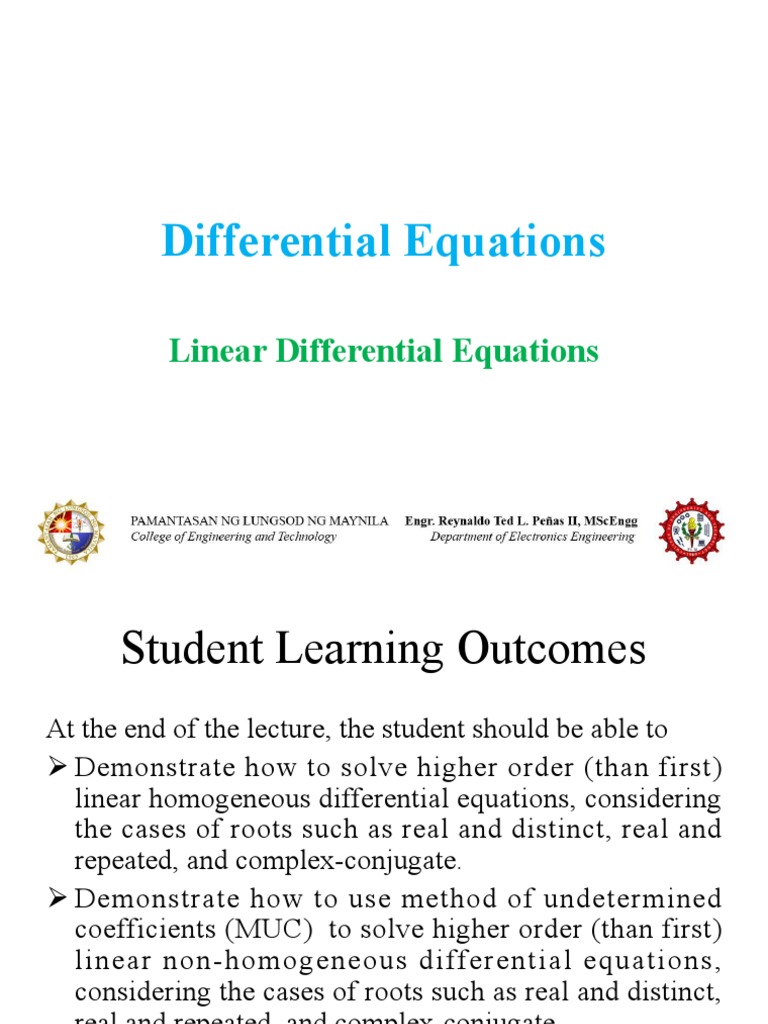 05 Differential Equations - Linear Differential Equations | PDF ...