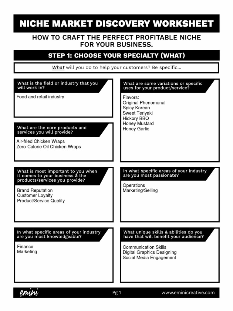 Niche Discovery Worksheet - PhenoWraps | PDF | Foods | Marketing