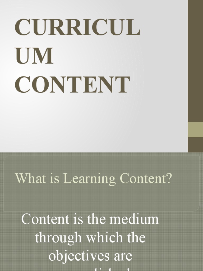 Curriculum Content | PDF | Curriculum | Learning