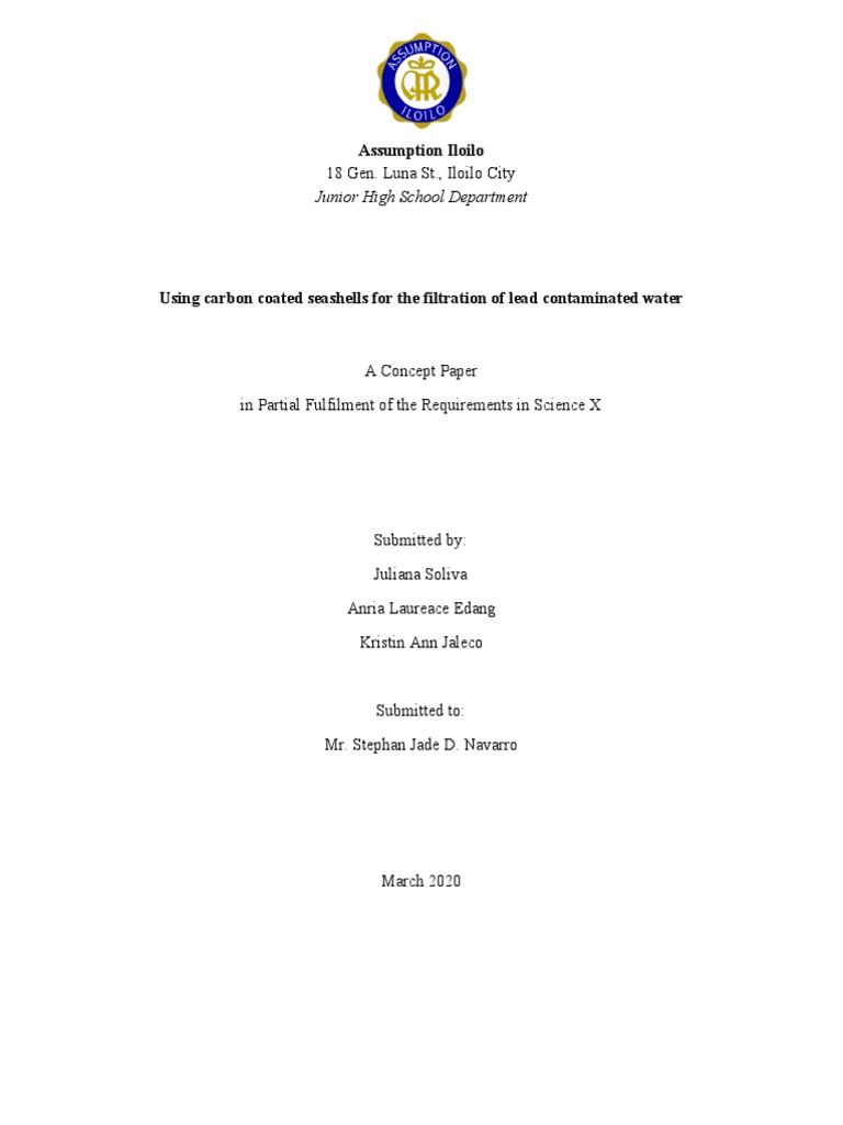 Sample Concept Papers | PDF | Filtration | Water