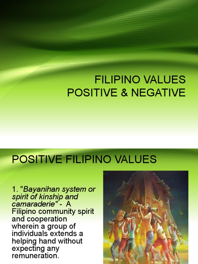 Filipino Values Positive & Negative | PDF | Value (Ethics ...