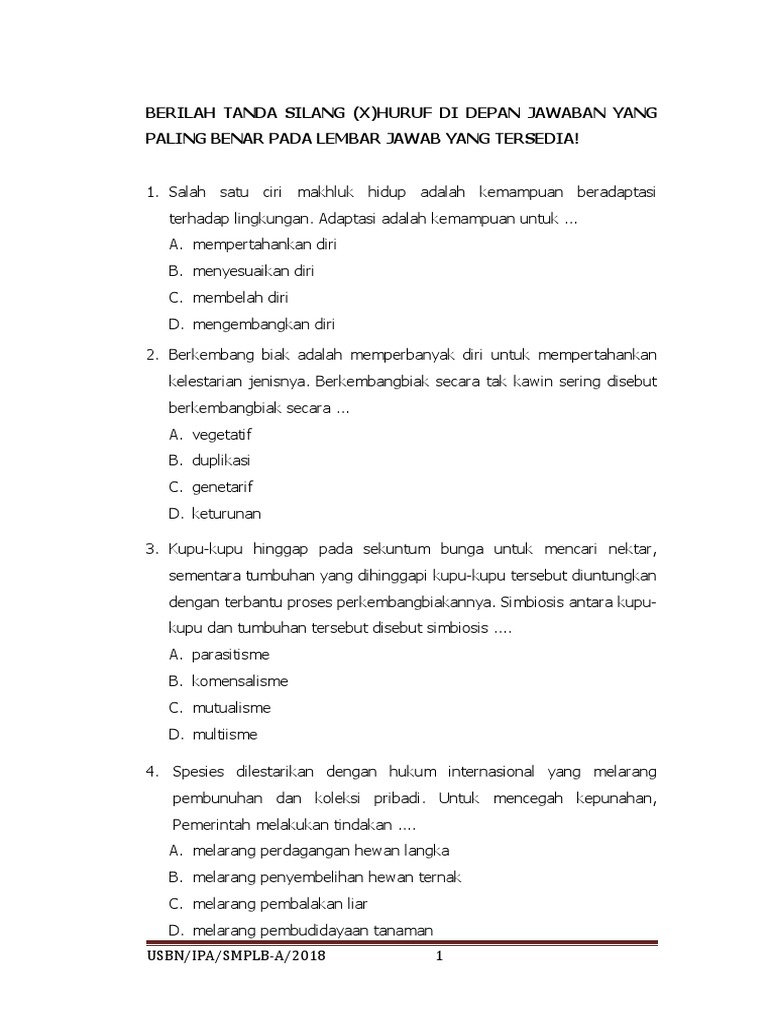 Soal Ipa Smplb-A | PDF