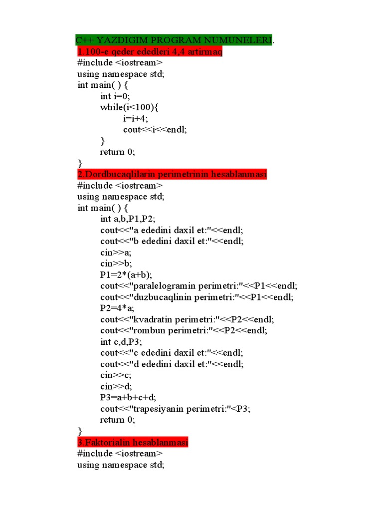 C++ Yazdigim Program Numuneleri (Ilk 20) | PDF | Computer Programming | Naming Conventions