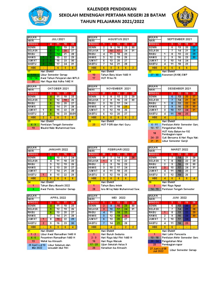 Kalender Pendidikan 2021 - 2022 | PDF