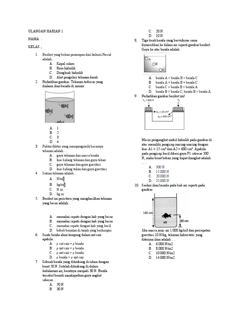 Uh 1 Tekanan Kls 8 | PDF