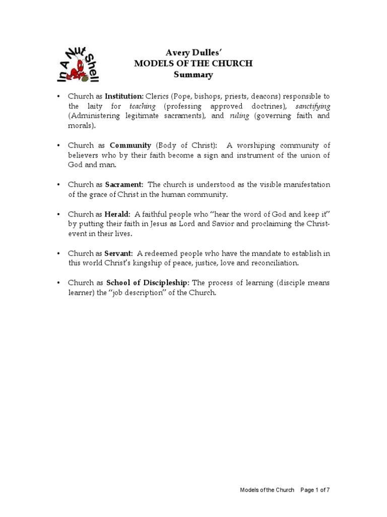 3.09 Handout 1 Models of Church | PDF