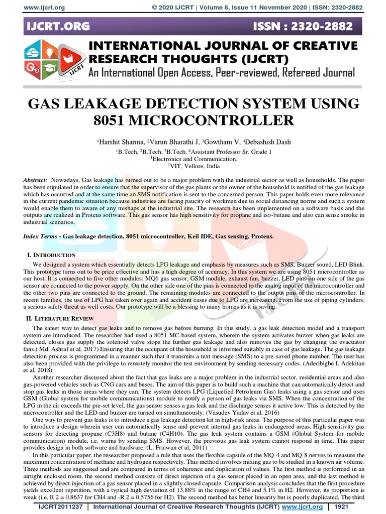 Gas Leakage Detection System Using 8051 Microcontroller: Harshit Sharma ...