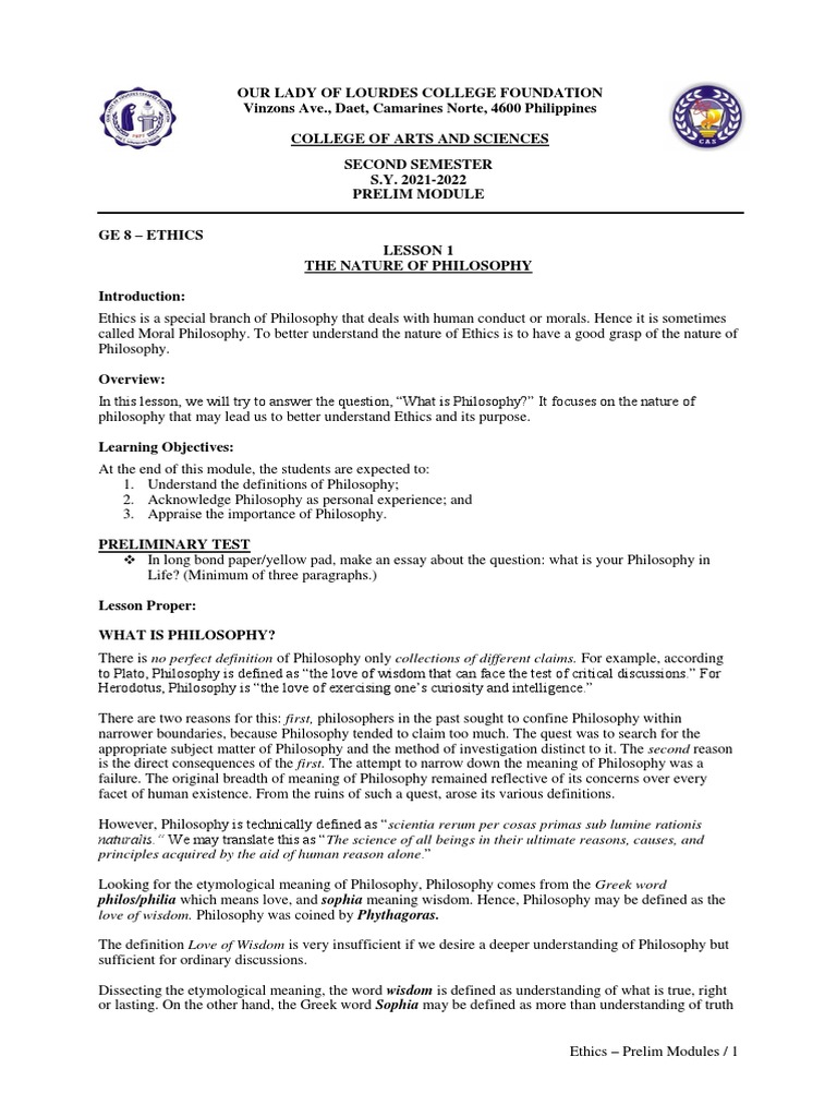 Cherry Mae Maligat - MODULE 1 - PRELIM (ETHICS) | Download Free PDF | Morality | Reason