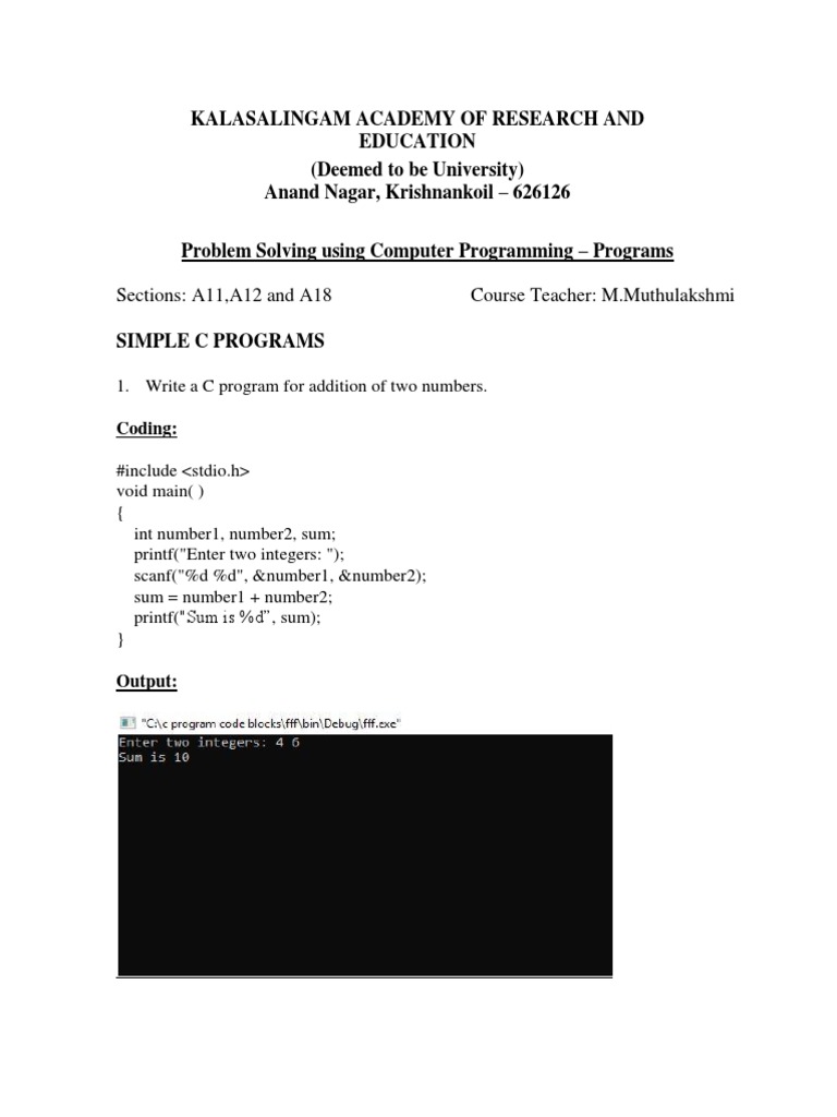 Kalasalingam Academy of Research and Education (Deemed To Be University ...