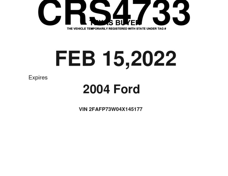 Texas Temporary Tag | PDF | Private Transport | Rear Wheel Drive Vehicles