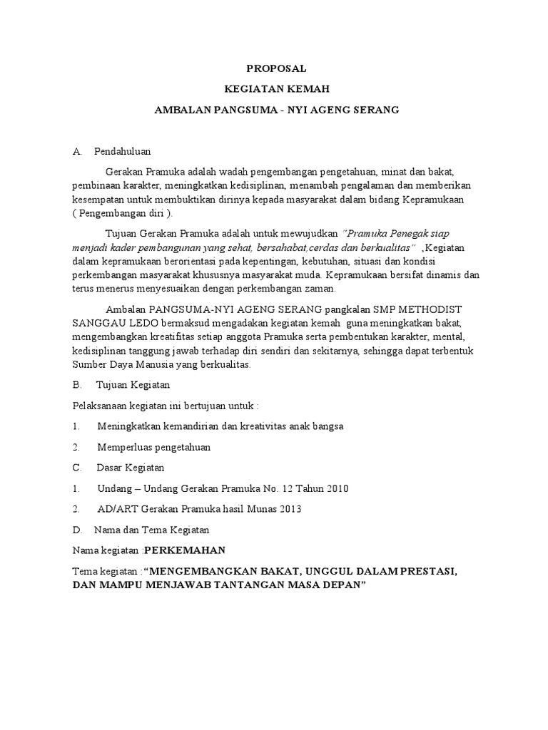 Proposal Kemah SMP Methodist | PDF