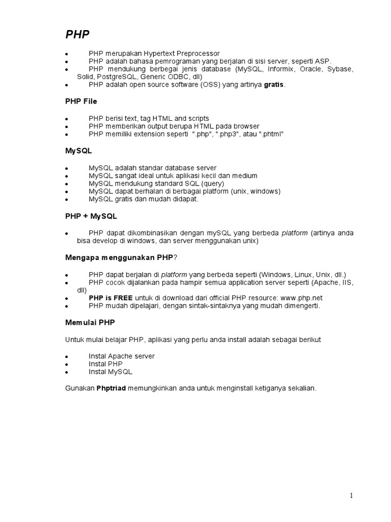 Dasar-Dasar PHP | PDF | Metode & Bahan Ajar
