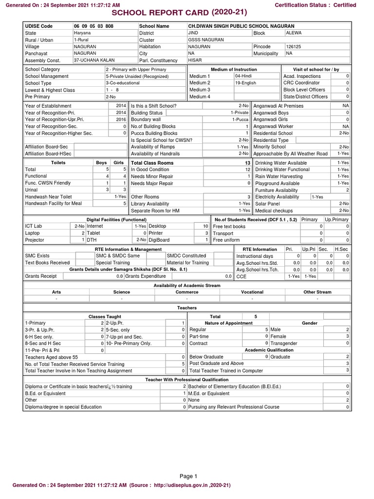 DCF School Report | PDF | Educational Stages