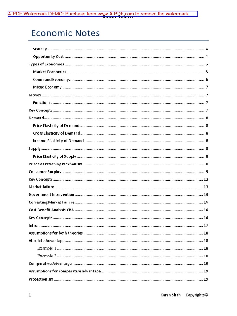 AS Level Economics Notes by Karan Shah | PDF | Demand | Economic Surplus