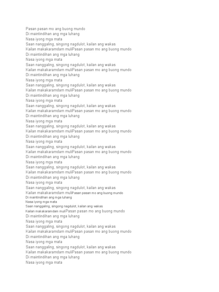 Pasan Pasan Mo Ang Buong Mundo | PDF