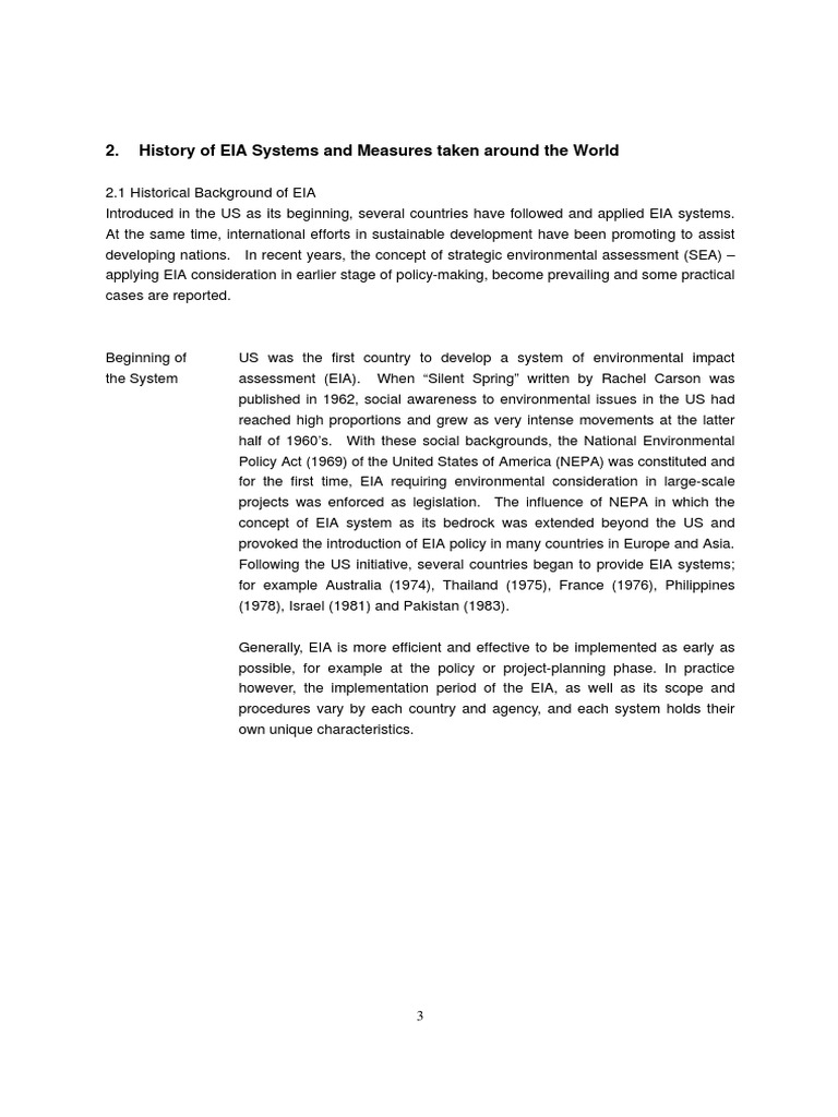 History of EIA | PDF | Environmental Impact Assessment | National ...