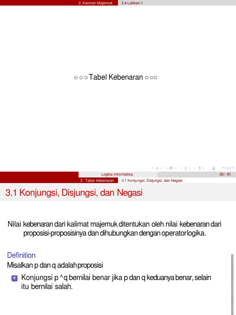 Logika Informatika: Tabel Kebenaran | PDF