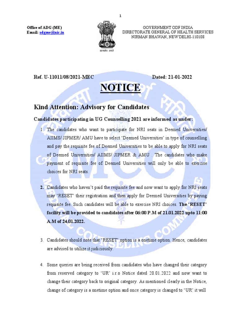 Notice Regarding Queries of Candidates | PDF | Finance & Money Management