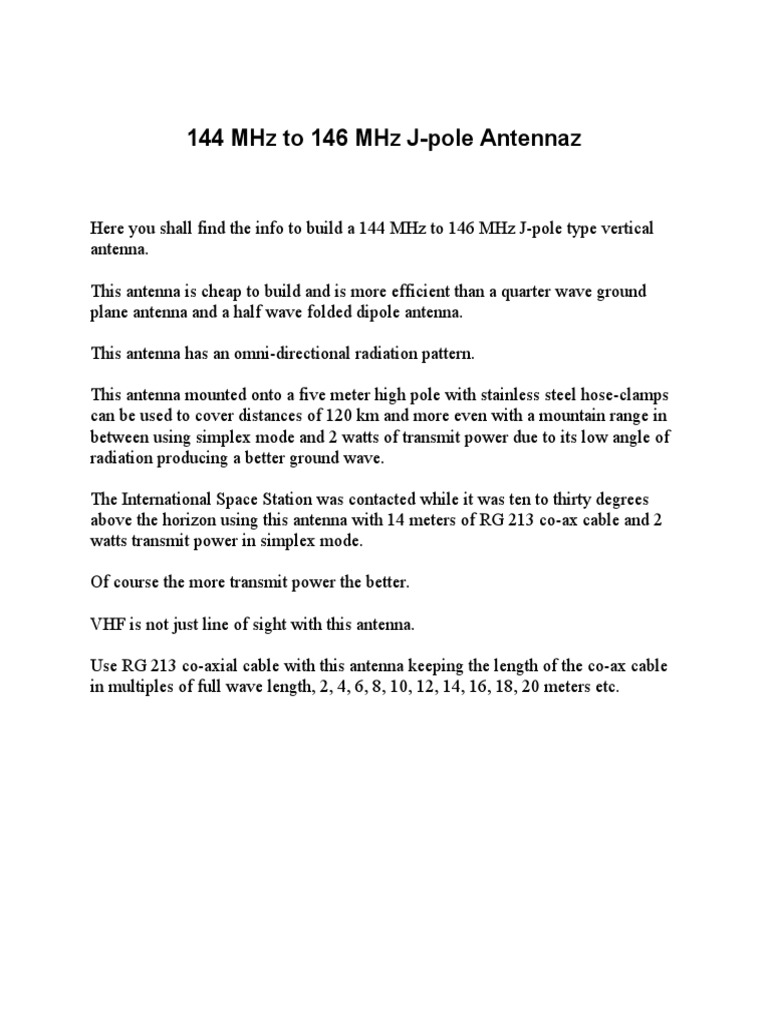 144 MHZ To 146 MHZ J-Pole Antennaz | PDF