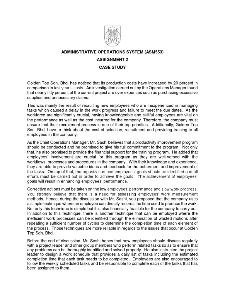 Assignment 2 Case Study ASM553 (NUR NATRAH BINTI RAMLI 3B) | PDF | Goal | Employment