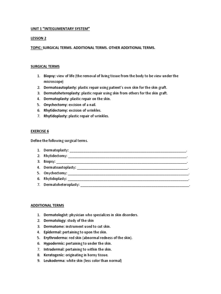 Integ. System Lesson 2 | PDF | Skin | Dermatology