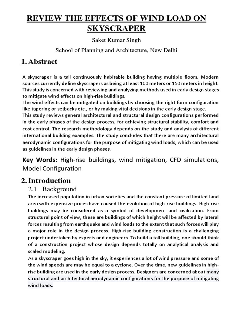 Effects of Wind Load On Skyscraper | PDF | Civil Engineering