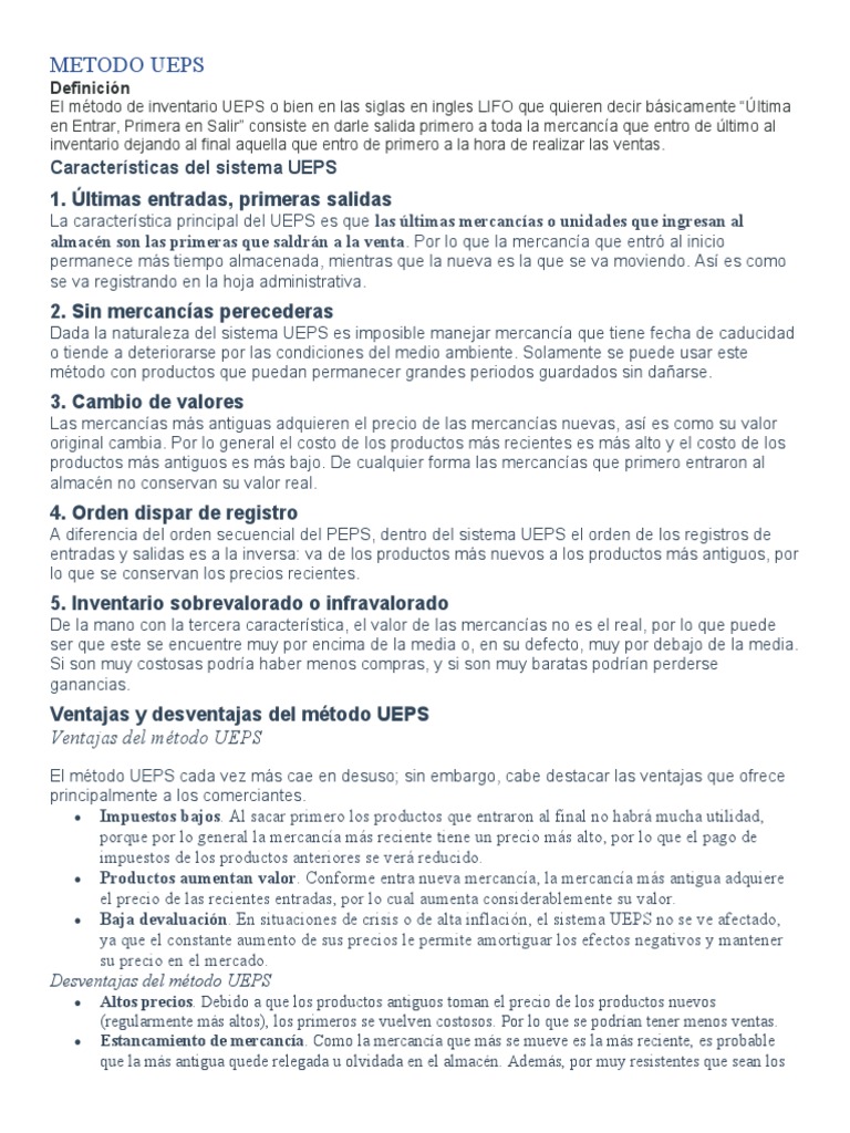 Metodo Ueps | PDF | Precios | Bienes