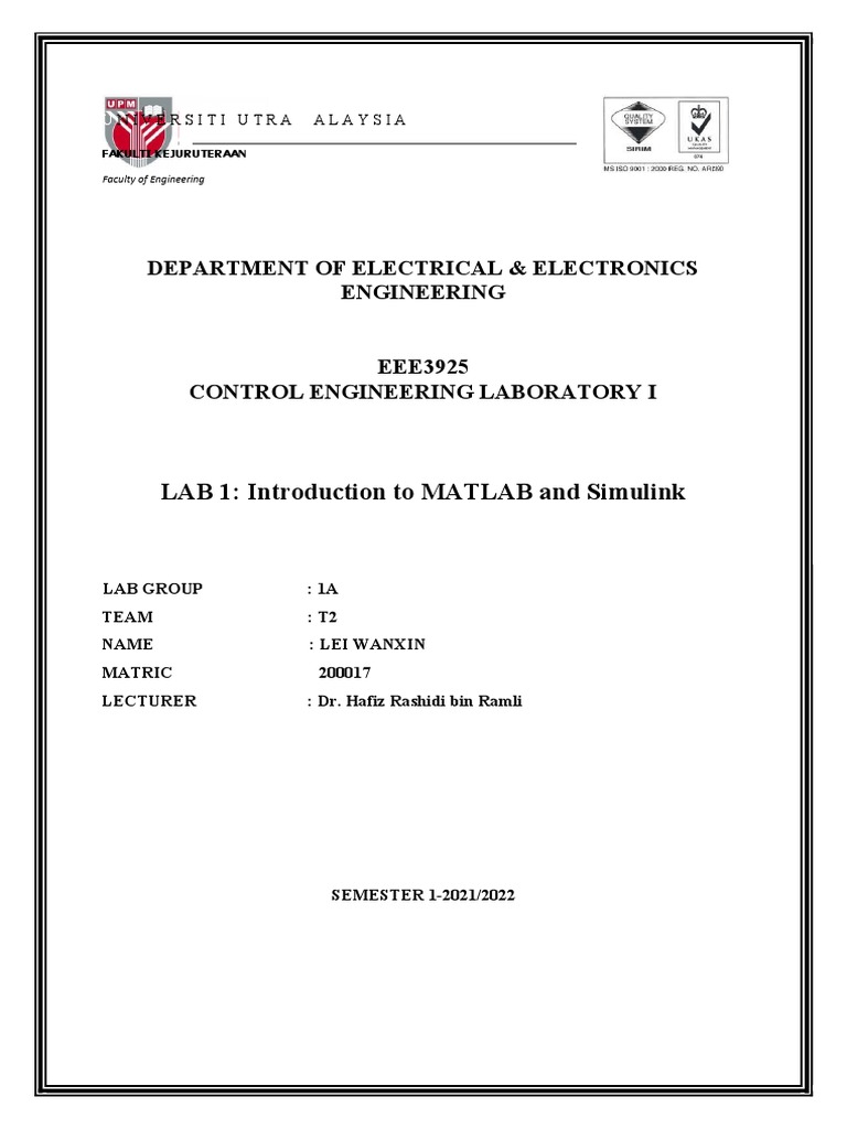Analysis of a Control System Transfer Function using MATLAB and ...