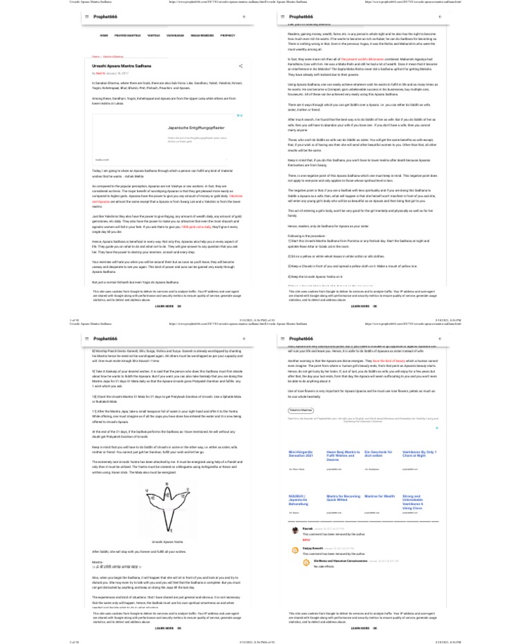 Urvashi Apsara Mantra Sadhana | PDF | Indian Religions