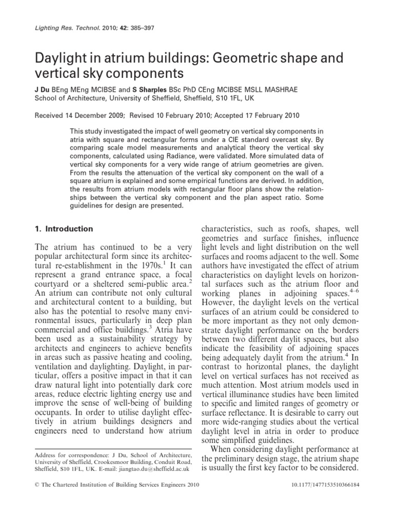 Daylight in Atrium Buildings - Geometric Shape and Vertical Sky ...