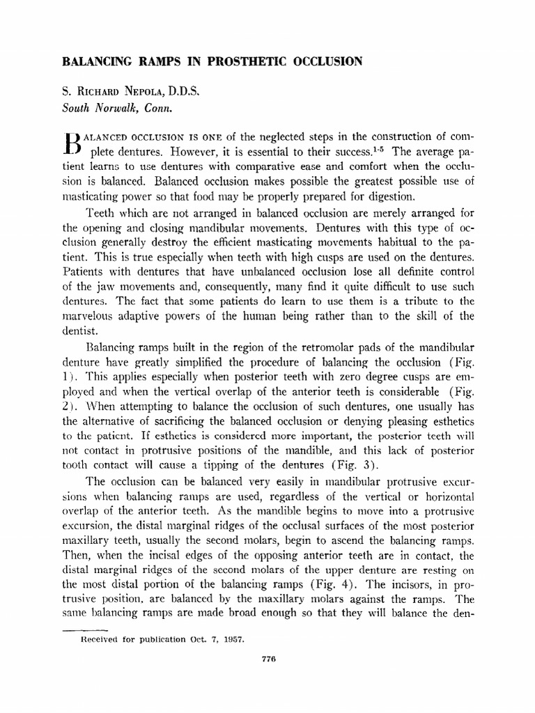 Balancing Ramps in Complete Dentures | PDF | Dentures | Dentistry Branches