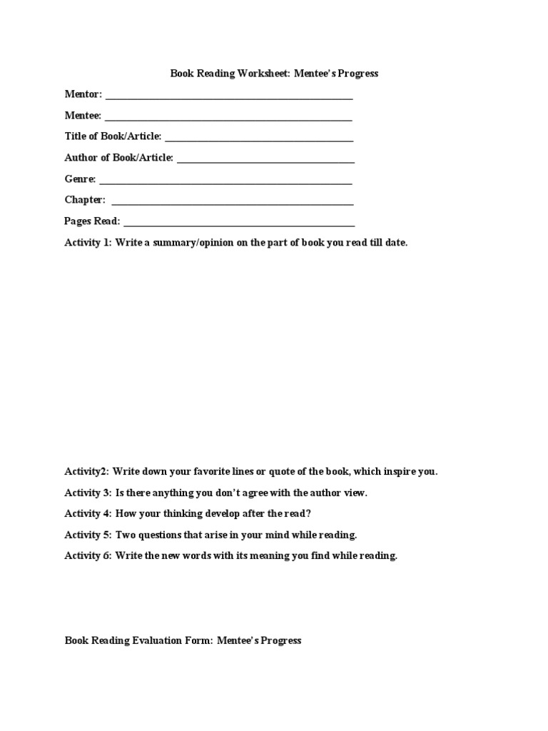 Book Reading Progress Worksheet | PDF | Career & Growth | Self-Improvement