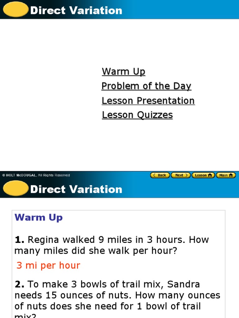 Warm Up Lesson Presentation Problem of The Day Lesson Quizzes | PDF ...
