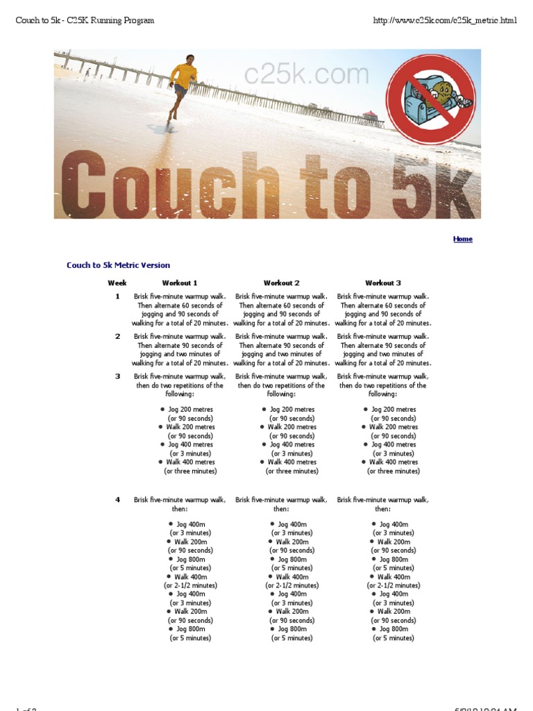 Couch To 5k - C25K Running Program | PDF | Physical Exercise | Recreation