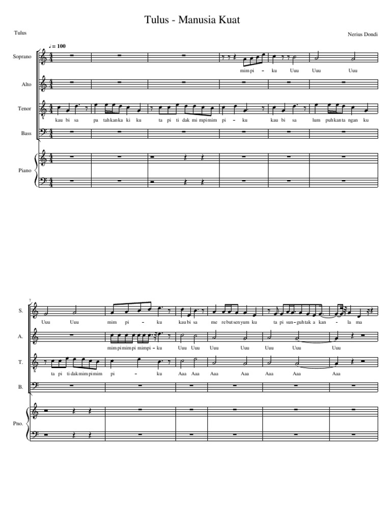 Tulus - Manusia Kuat SATB | PDF | Singing | Elements Of Music