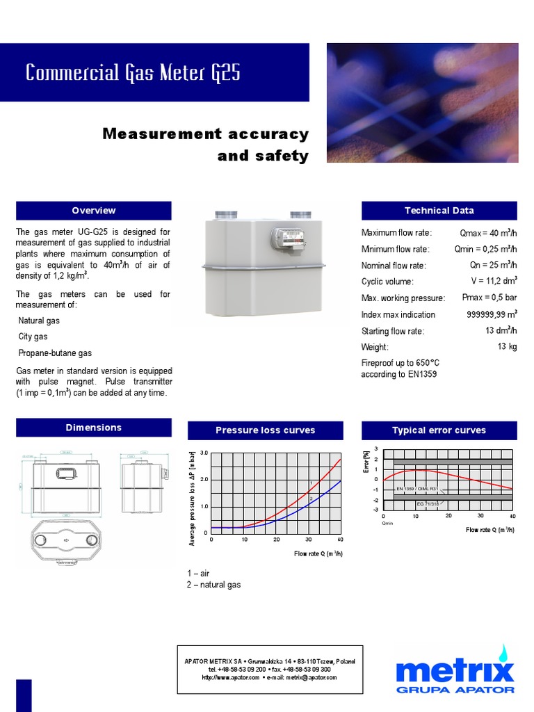 Commercial Gas Meter G25: Measurement Accuracy and Safety | Download ...