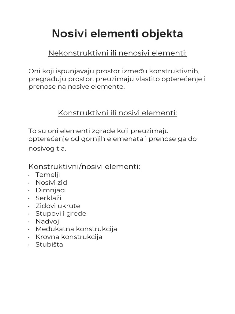 Nosivi Elementi Objekta | PDF
