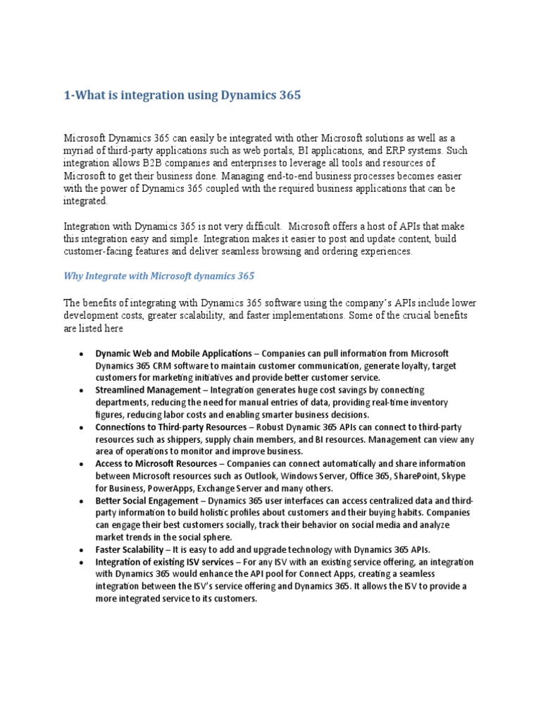 1-What Is Integration Using Dynamics 365: Why Integrate With Microsoft ...