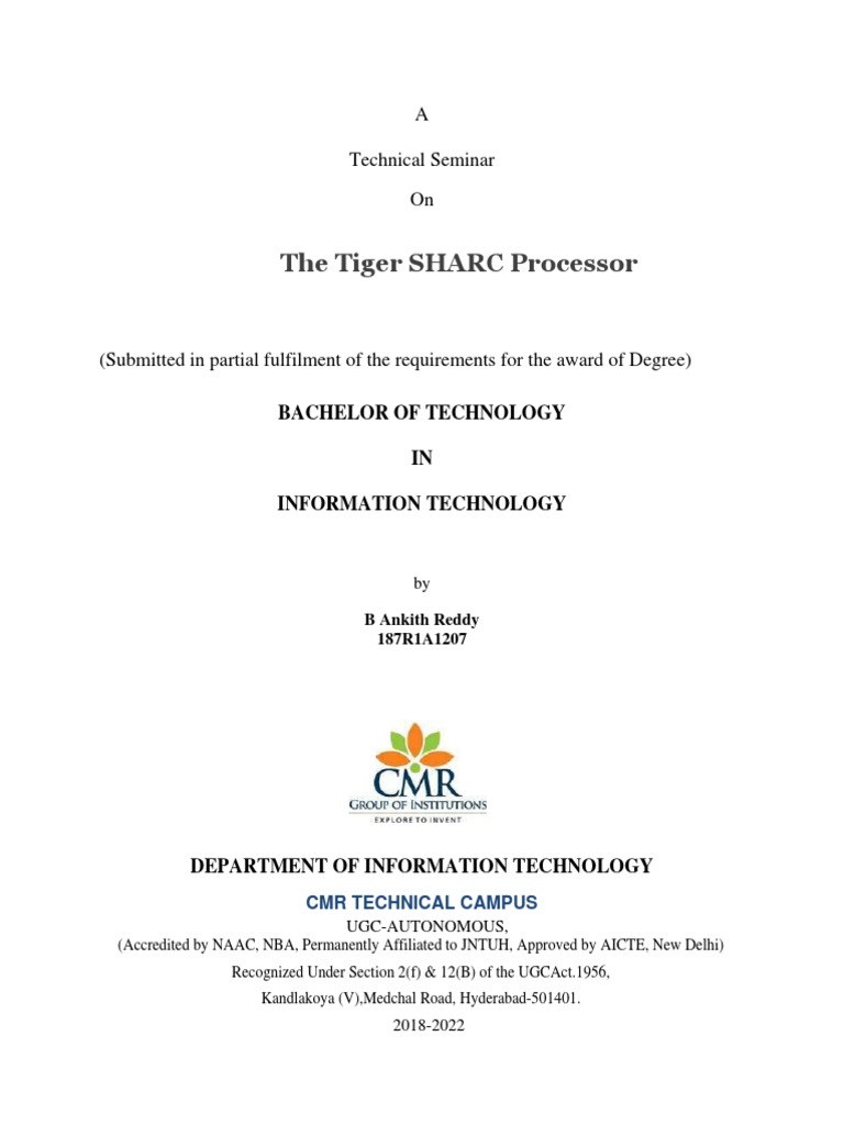 Tiger SHARC Processor Seminar | PDF | Digital Signal Processor | Central Processing Unit
